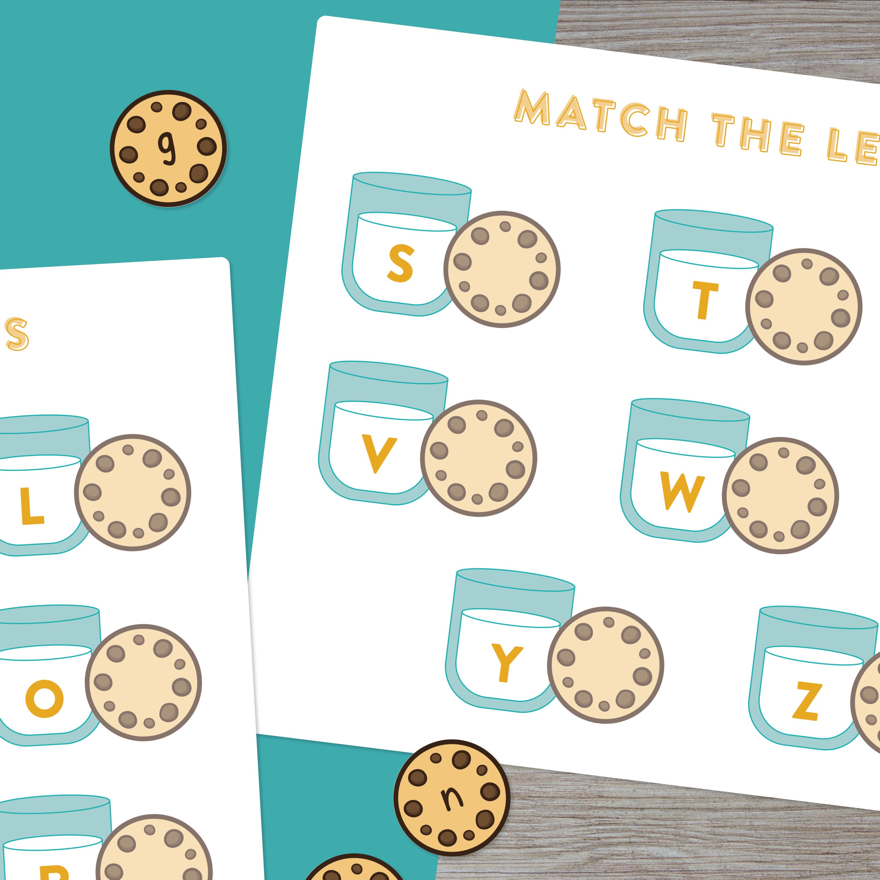 Milk and Cookies Alphabet Matching Game – Preschool Printable (digital ...