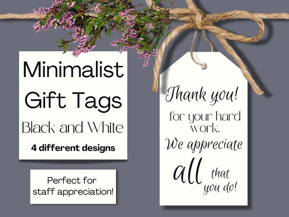 Black and White Gift Tags Printable Thank You Tags Staff | Etsy