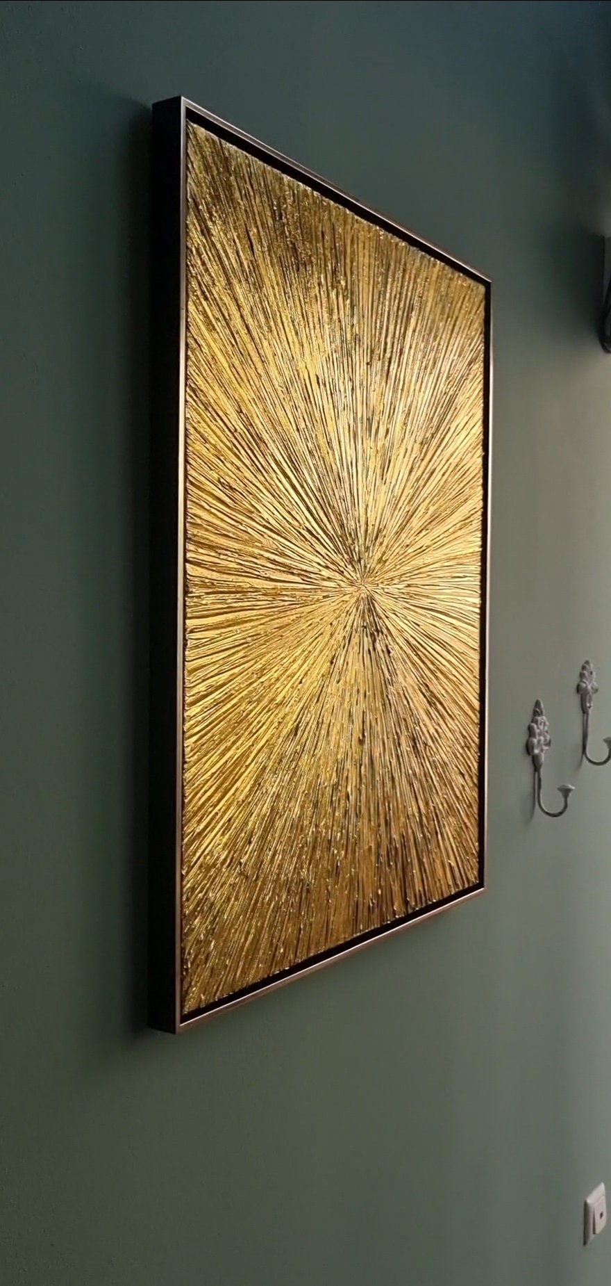 Luxurious Structural Picture on Canvas, Sun, Unique, Gold Leaf ...