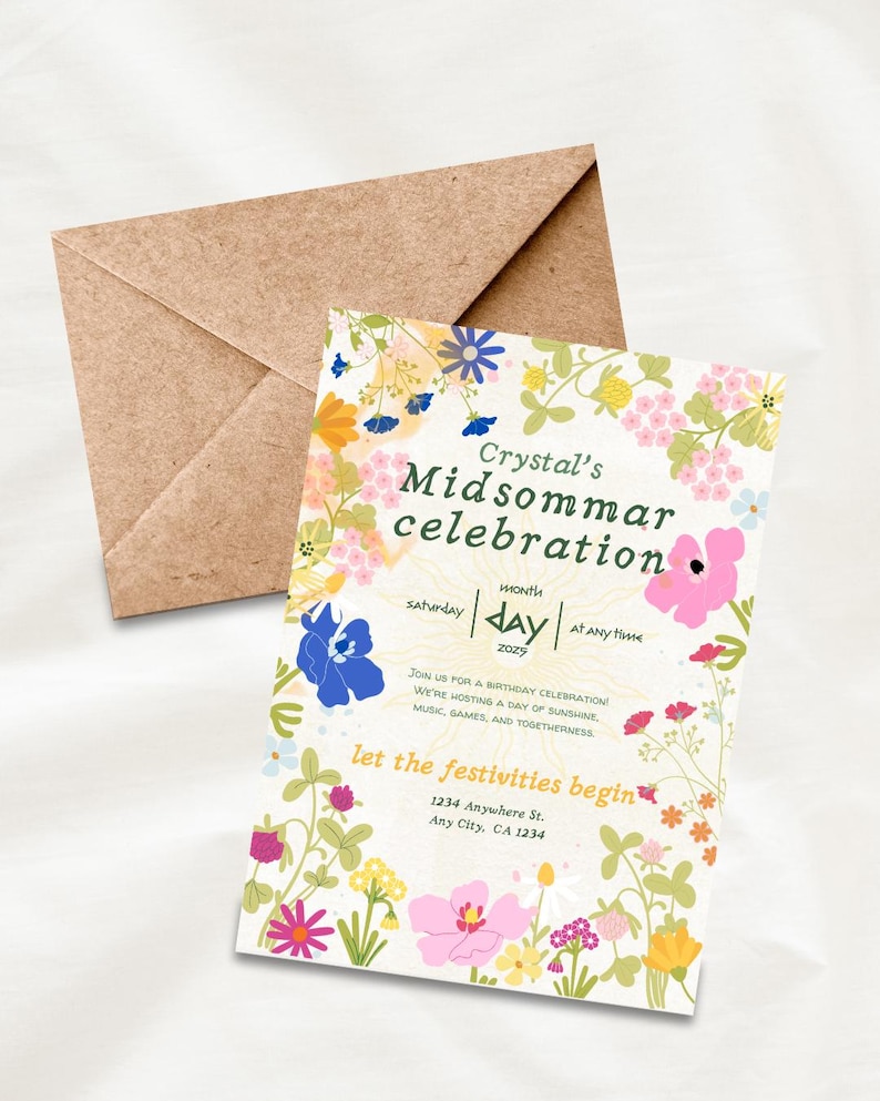 Midsommar Themed Party Invitation - Digital Template - Etsy