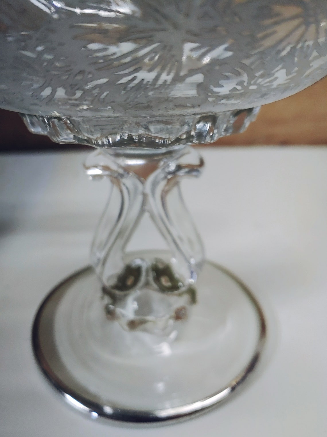 Vintage Viking Princess Ruffled Footed Pedestal Bowl Compote With ...