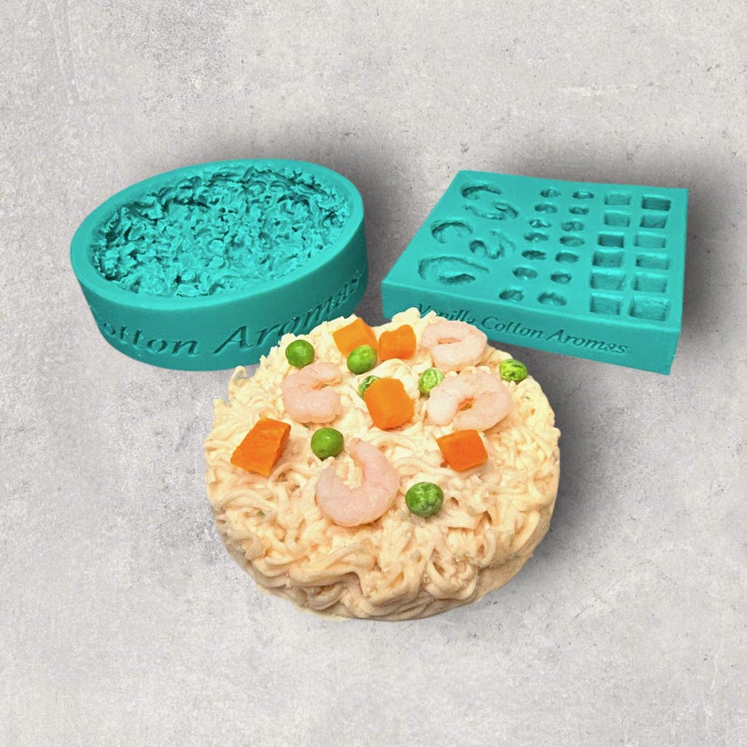 Shrimp Ramen Noodle Soup Set of 2 Silicone Molds for Wax Melt Making ...
