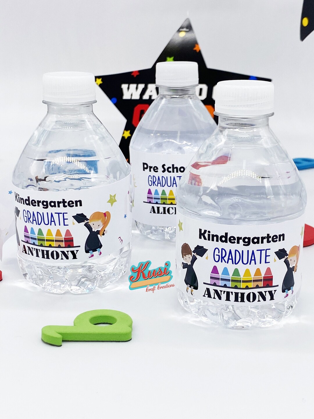 Kinder Graduation Water Bottle Label, Pre-k Graduation Water Bottle ...