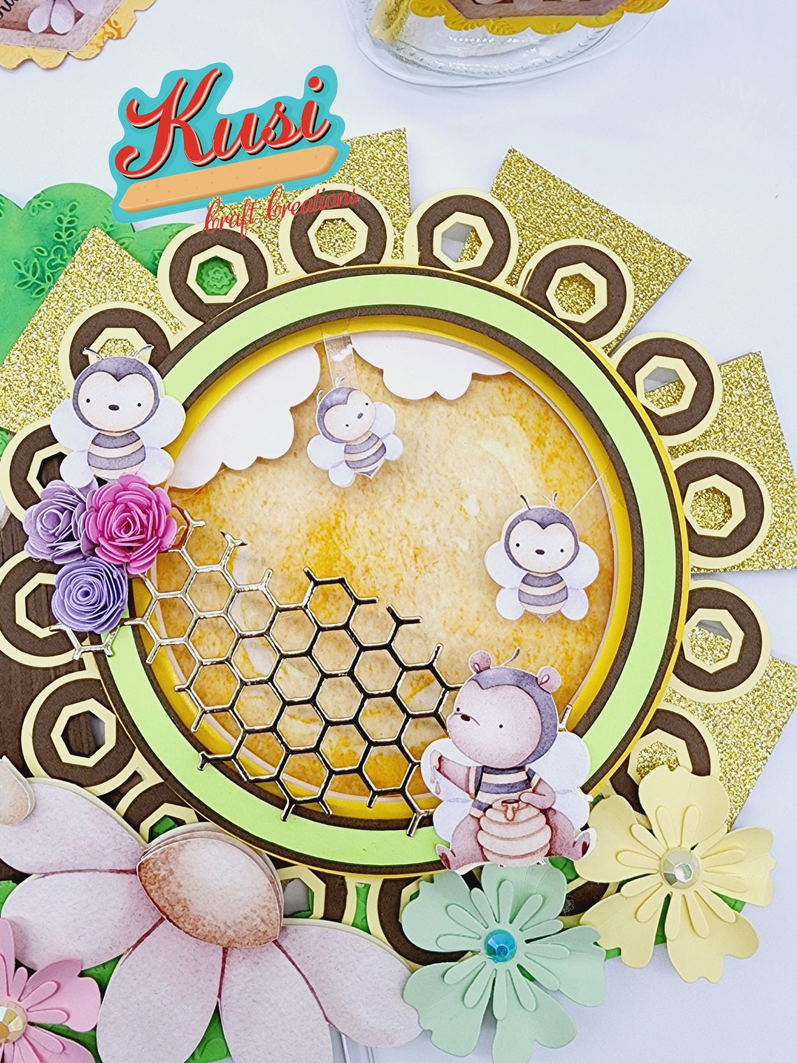 Personalized Bee Cake Topper: Handmade Honeycomb Birthday Party Decor ...