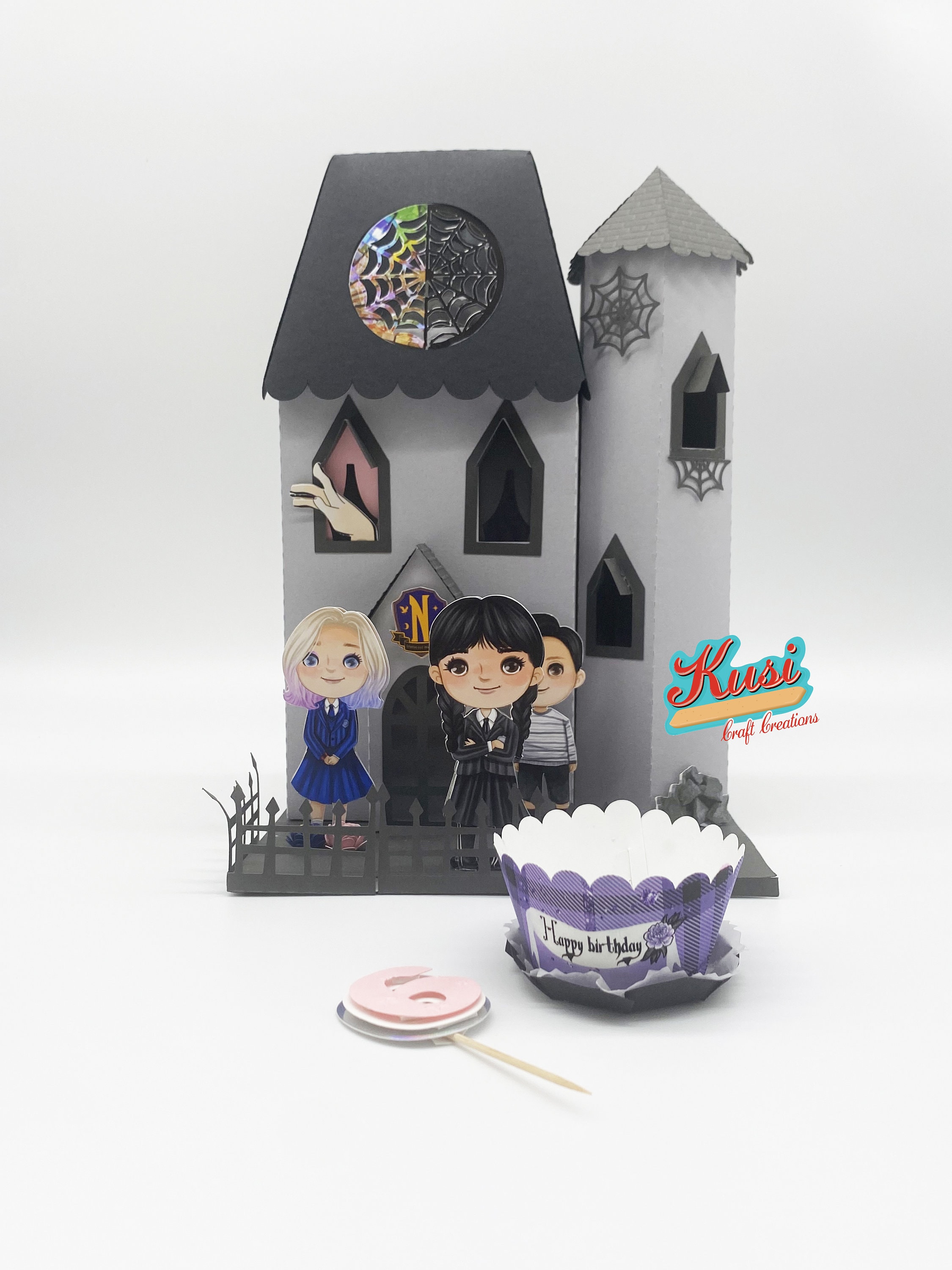 Wednesday Addams 3D Mansion/ Wednesday Cupcake Holder Tray, Wednesday ...