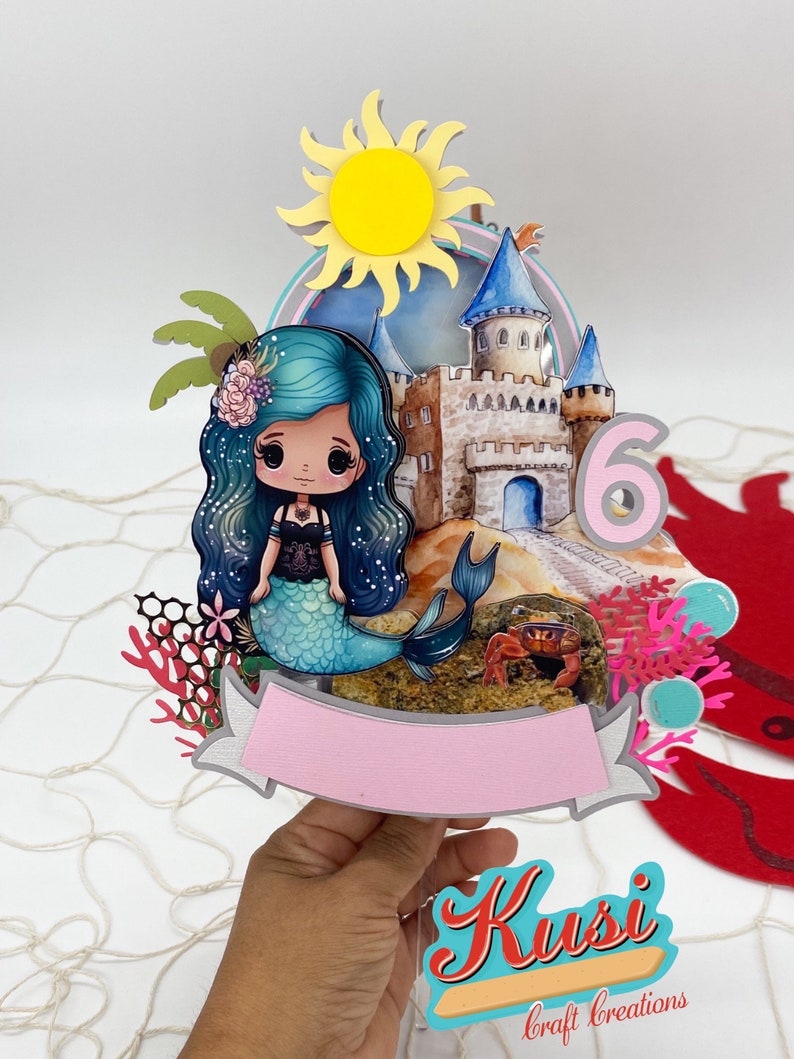 Mermaid Theme Cake Topper, Under the Sea Topper, Mermaid Birthday Party ...