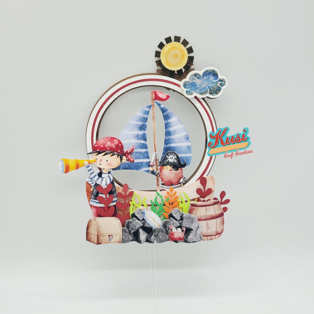 Birthday Pirate Cake Topper, Personalized Pirate Cake Topper, Pirate ...