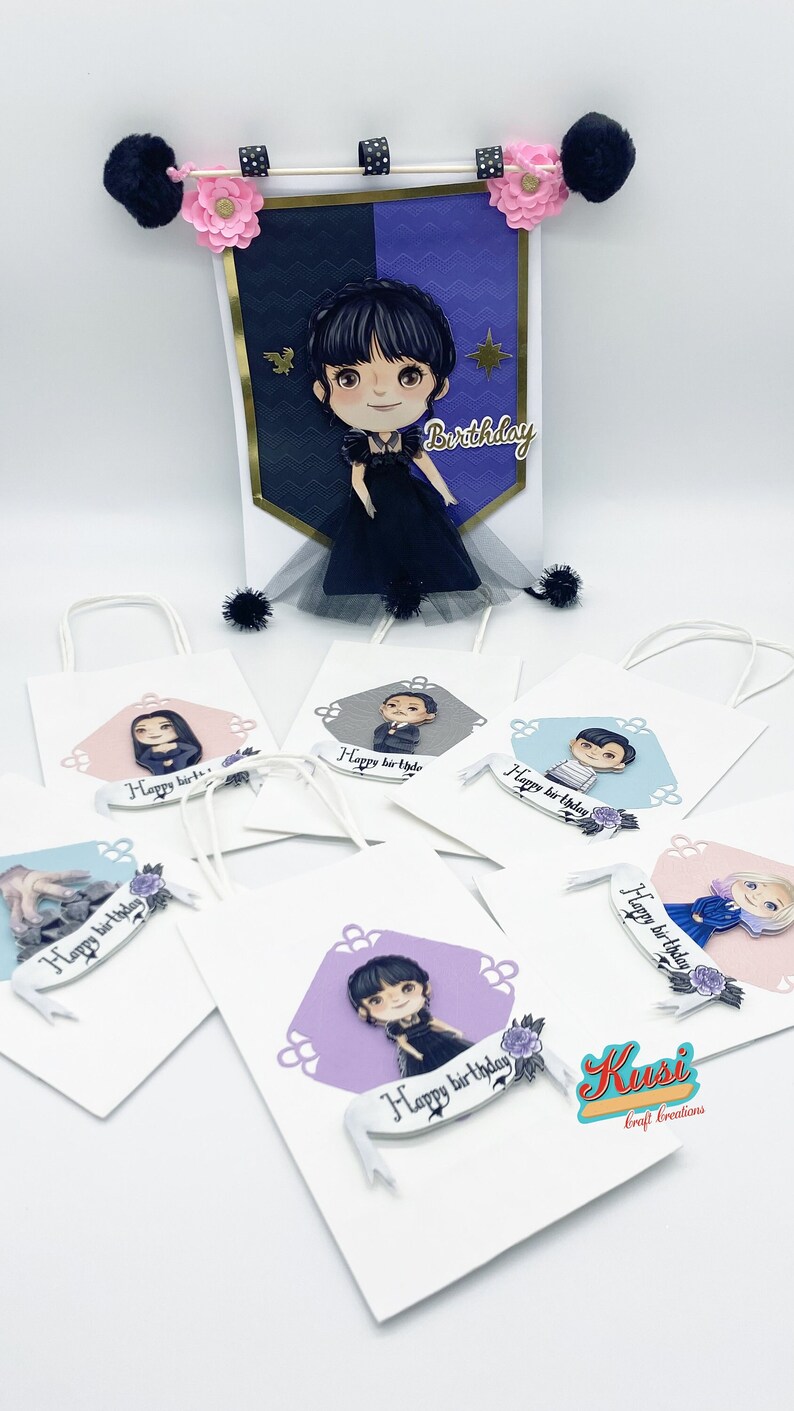 Wednesday Adams Party Favor Bags, Wednesday Adams Goodie Bags, Family ...