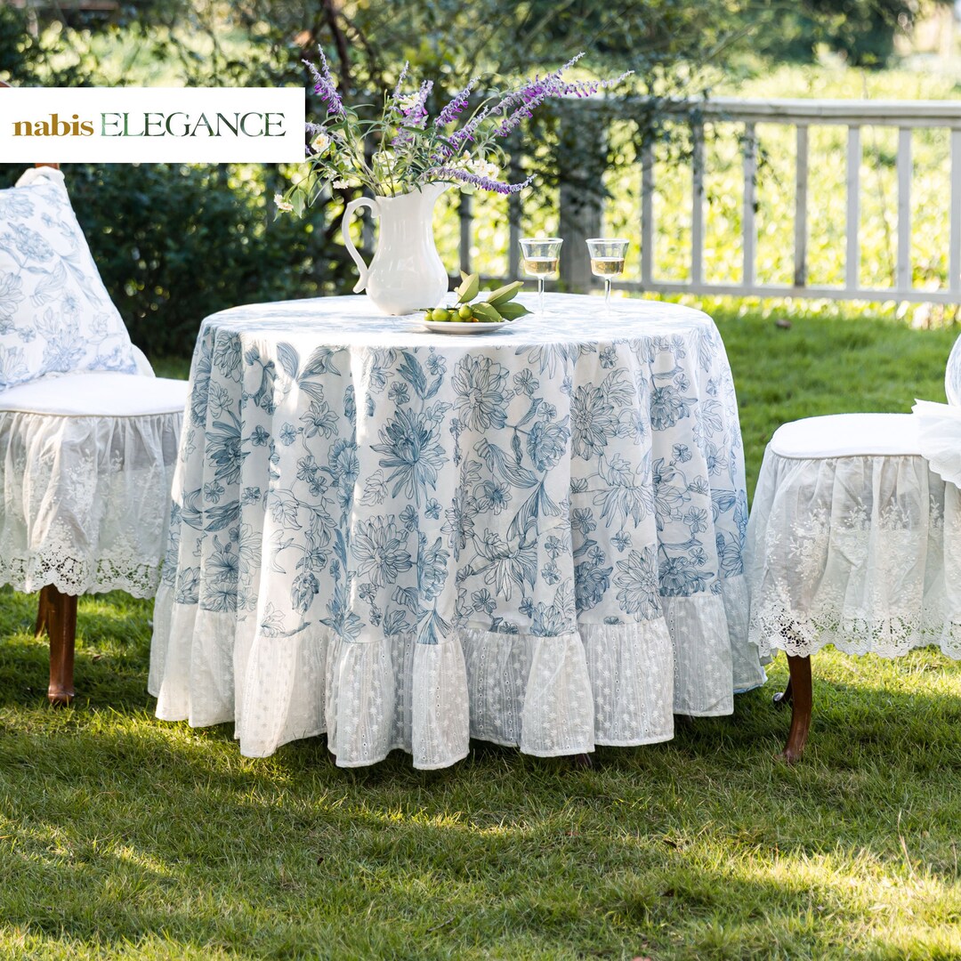 Spring Dining Decor Embroidered Floral Tablecloth Handmade Waterproof ...