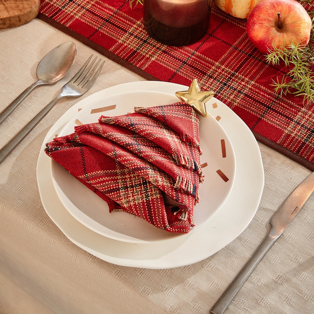 Red Plaid Placemats Table Setting Table Placemats for Kitchen Dining ...