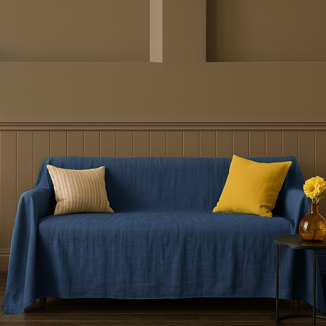 Custom Linen Sofa Cover, Minimalist Decor, Durable Furniture Protector ...