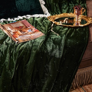 Luxury Dark Green Velvet Throw Blanket,european Style Soft Velvet ...