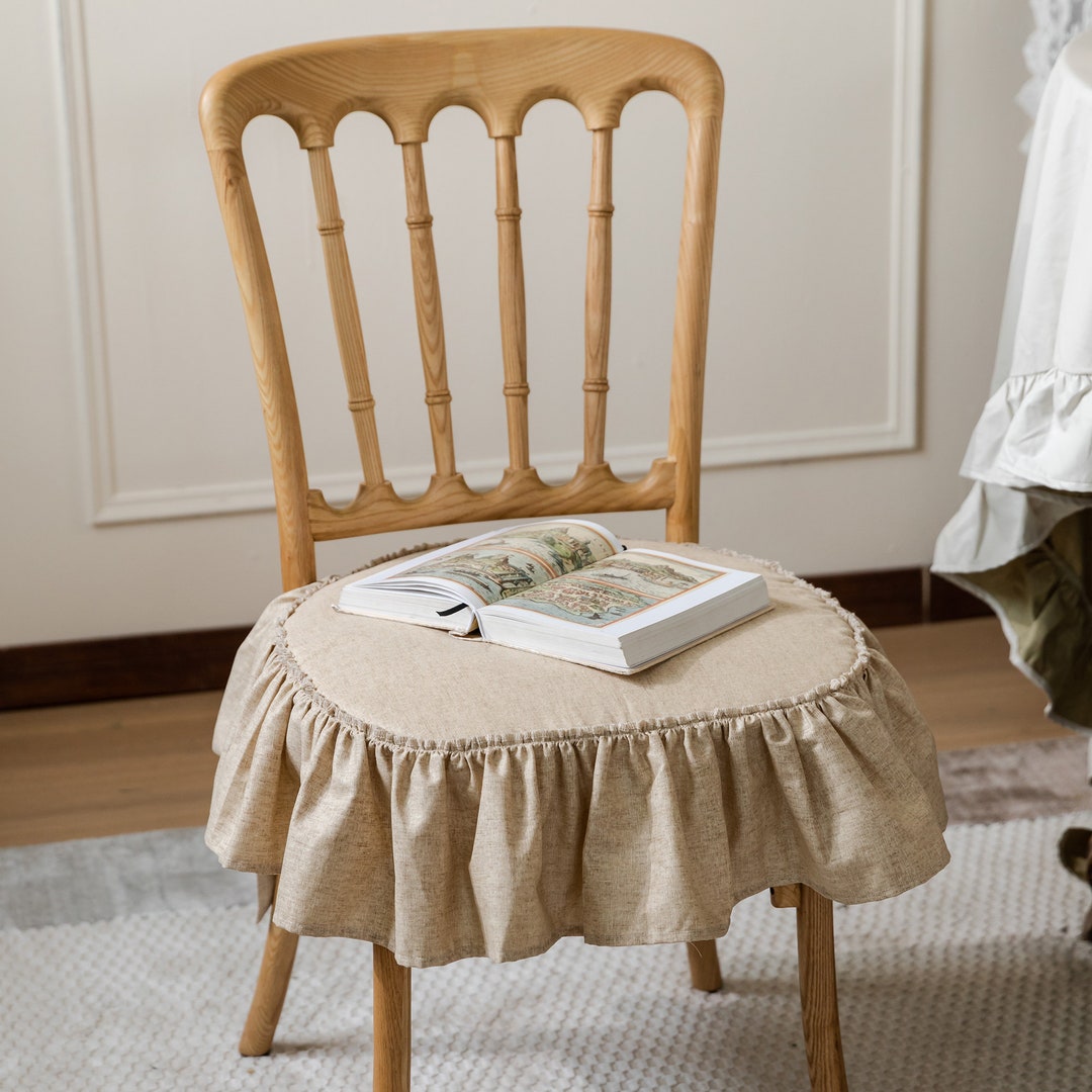 Linen Chair Slipcover, Rustic Beige, French Country Ruffle - Etsy