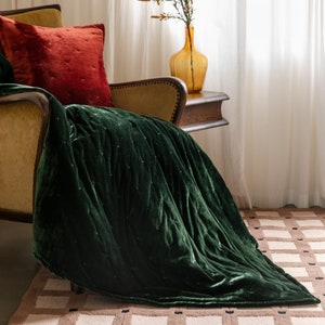 Luxury Dark Green Velvet Throw Blanket,european Style Soft Velvet ...