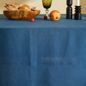 Navy-blue Natural Linen Table Cloth, Linen in Various Colors, Neutral ...