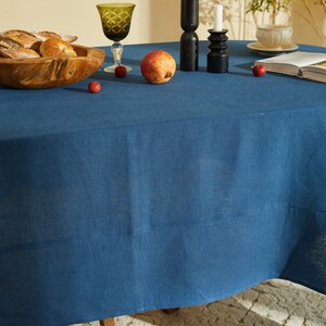 Navy-blue Natural Linen Table Cloth, Linen in Various Colors, Neutral ...