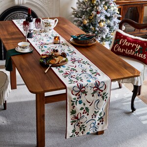 Kitchen Dining Party Table Runner Custom Size Cherry and Holly Table ...