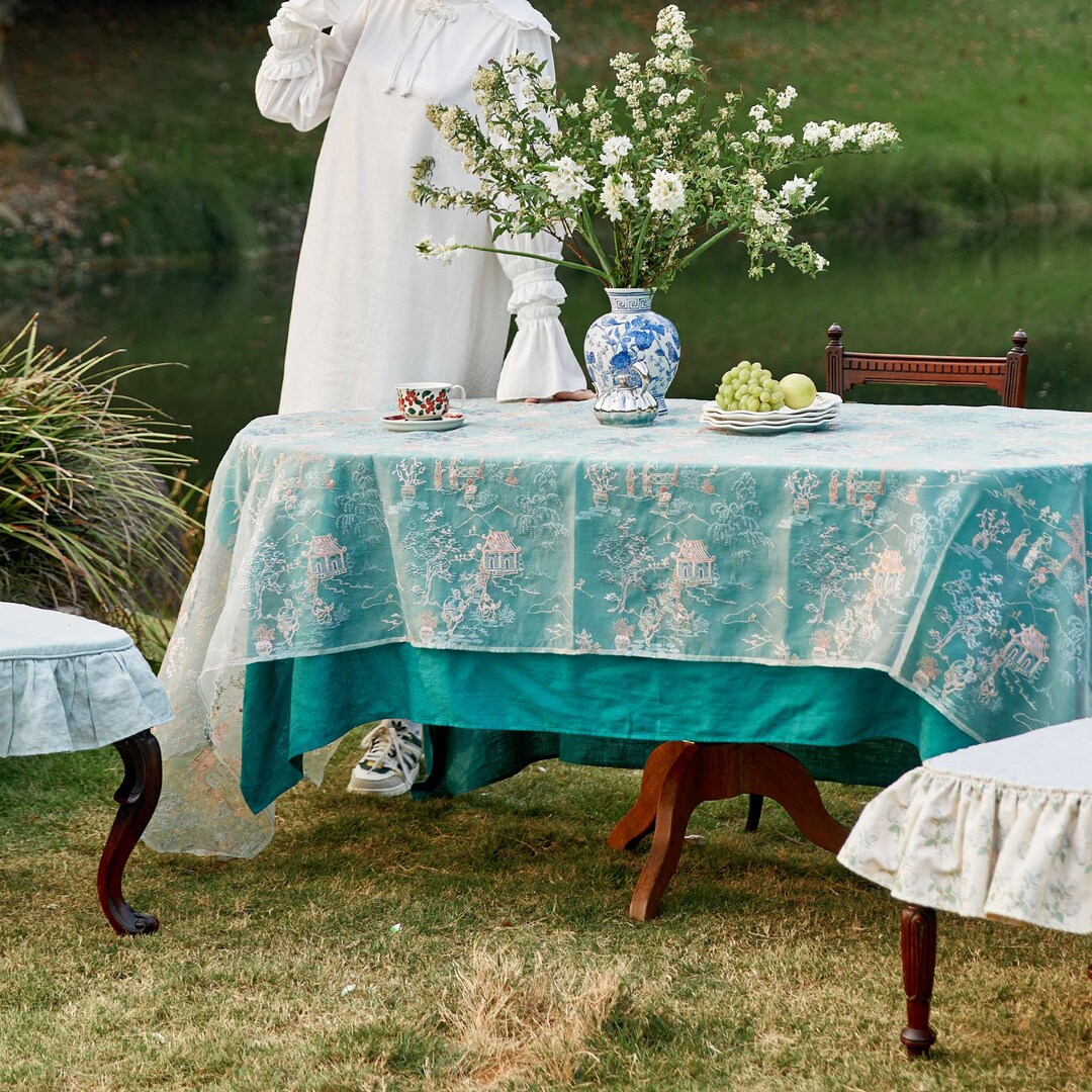 Embroidery Lace Tablecloth, Solid Linen-viscose Tablecloth, Custom Made ...