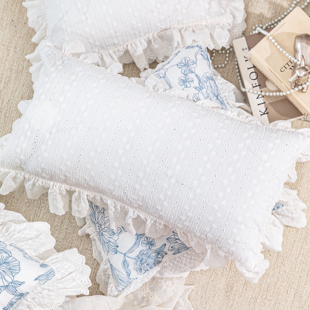 Cotton Ruffle Pillowcase Envelope Style Pillow Case Cushion Covers ...