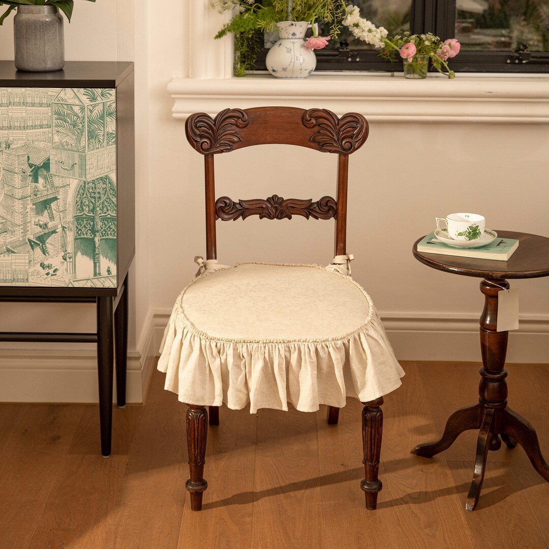 Ruffle Cotton Linen Chair Cover, Farmhouse Style Slipcover - Etsy
