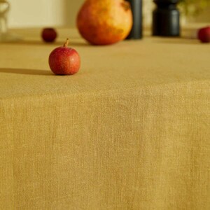 Ginger Yellow Natural Linen Tablecloth, Stonewashed Soft Linen Custom ...