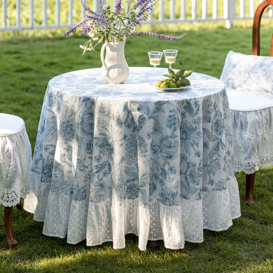 Spring Dining Decor Embroidered Floral Tablecloth Handmade Waterproof ...
