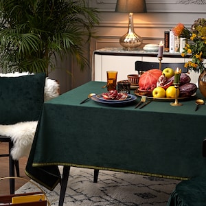 Emerald Green Velvet Table Cloth Light Luxury Retro Table Cover for ...