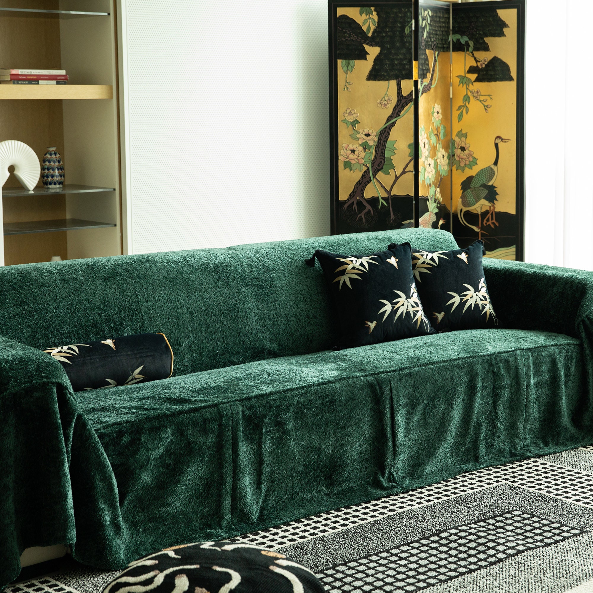 Emerald Green Sofa Couch Cover Thick High Quality Velvet Fabric Sofa Slipcover Sofa Throw Blanket Solid Color Custom Made for ALL SHAPE Etsy UK