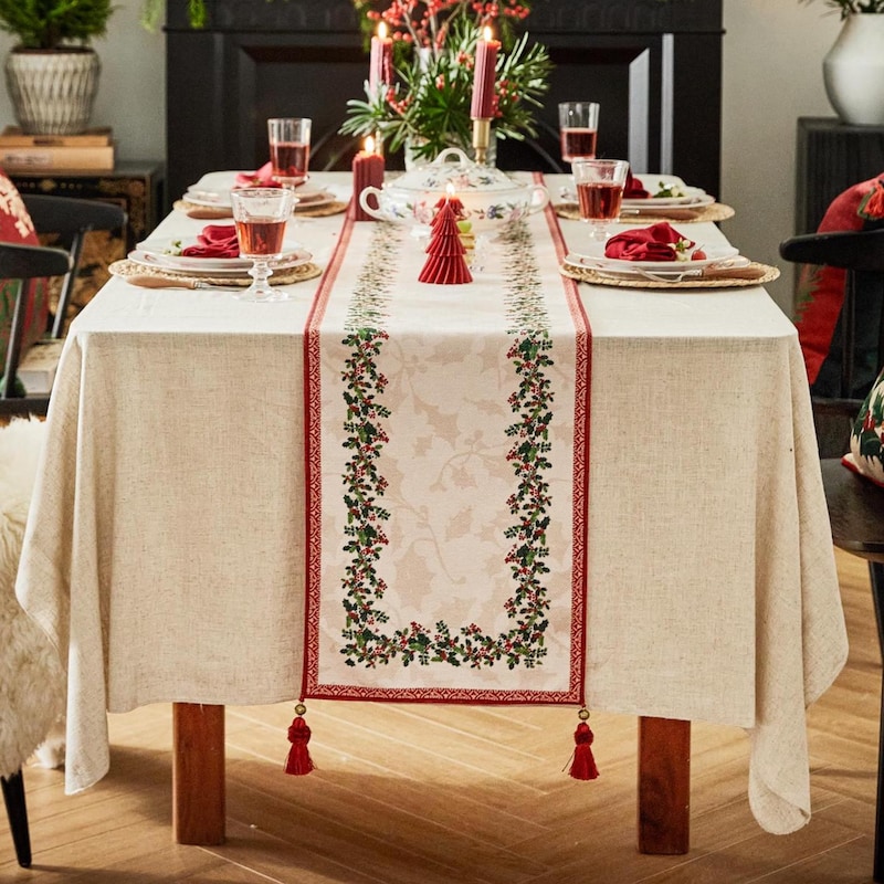 Fabric Holly Table Runner - Etsy