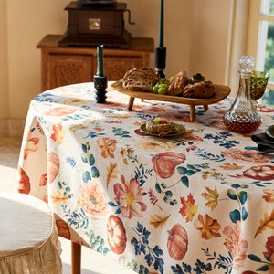 Cotton Pumpkin Tablecloth Fall Harvest Decor Rustic Table Cover Custom ...