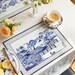 Retro Blue and White Pattern Placemats, Chinoiserie PU Leather Heat ...