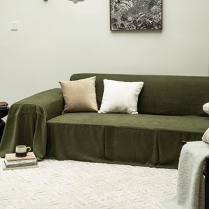 Solid Extra Large Sofa Slipcover Handmade With Pleat Design Custom Size ...