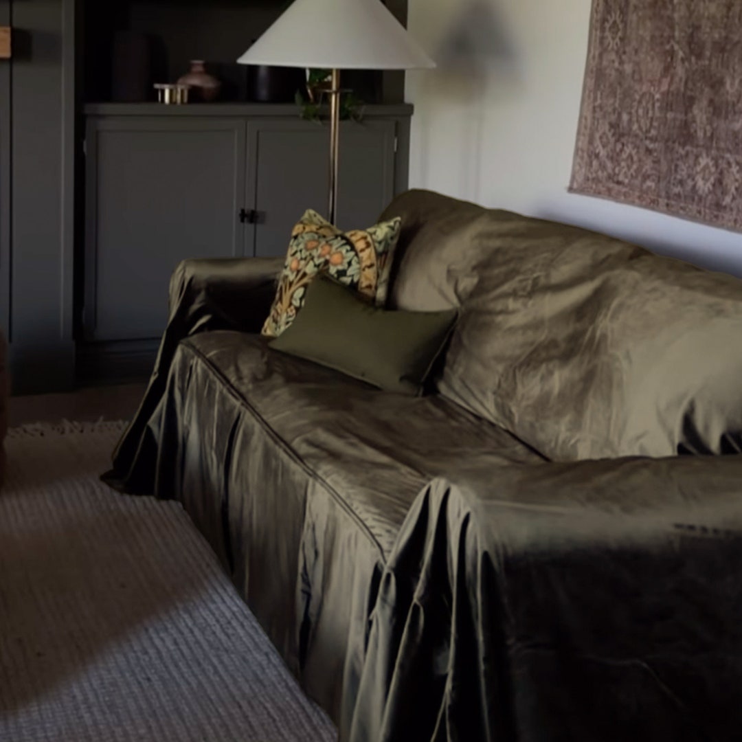 Luxurious Chocolate Brown & Raw Umber Velvet Sofa Cover, Custom ...