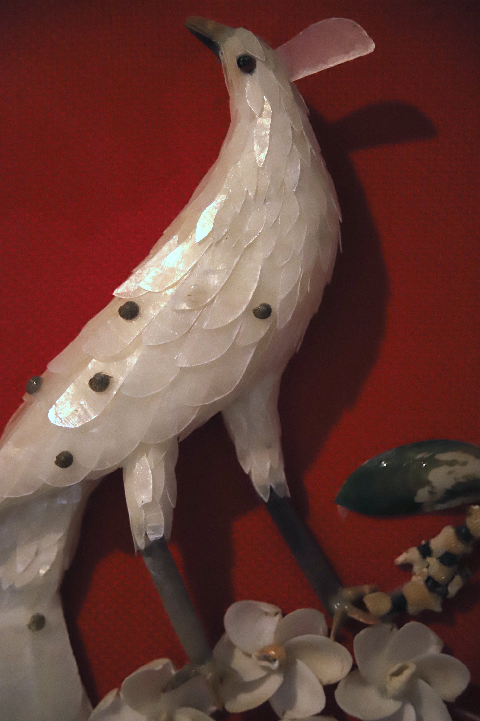 Vintage Asian Shell Art Peacock All Shells Intact. Frame Needs a Little ...