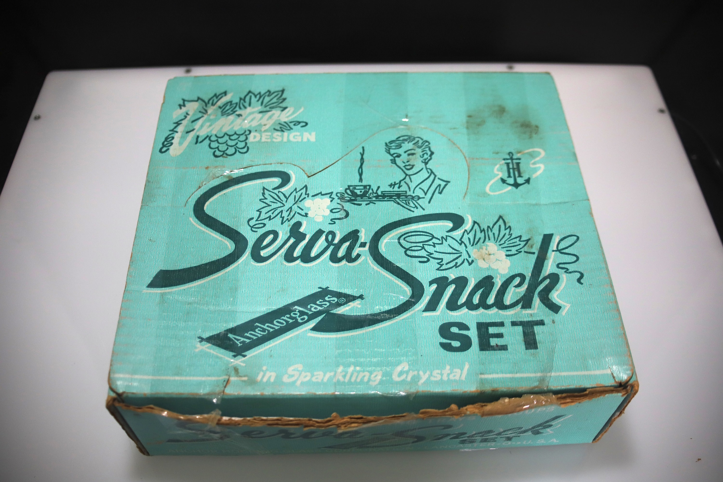 Anchor Hocking Glass Serva-snack Set in Original Box 4 - Etsy