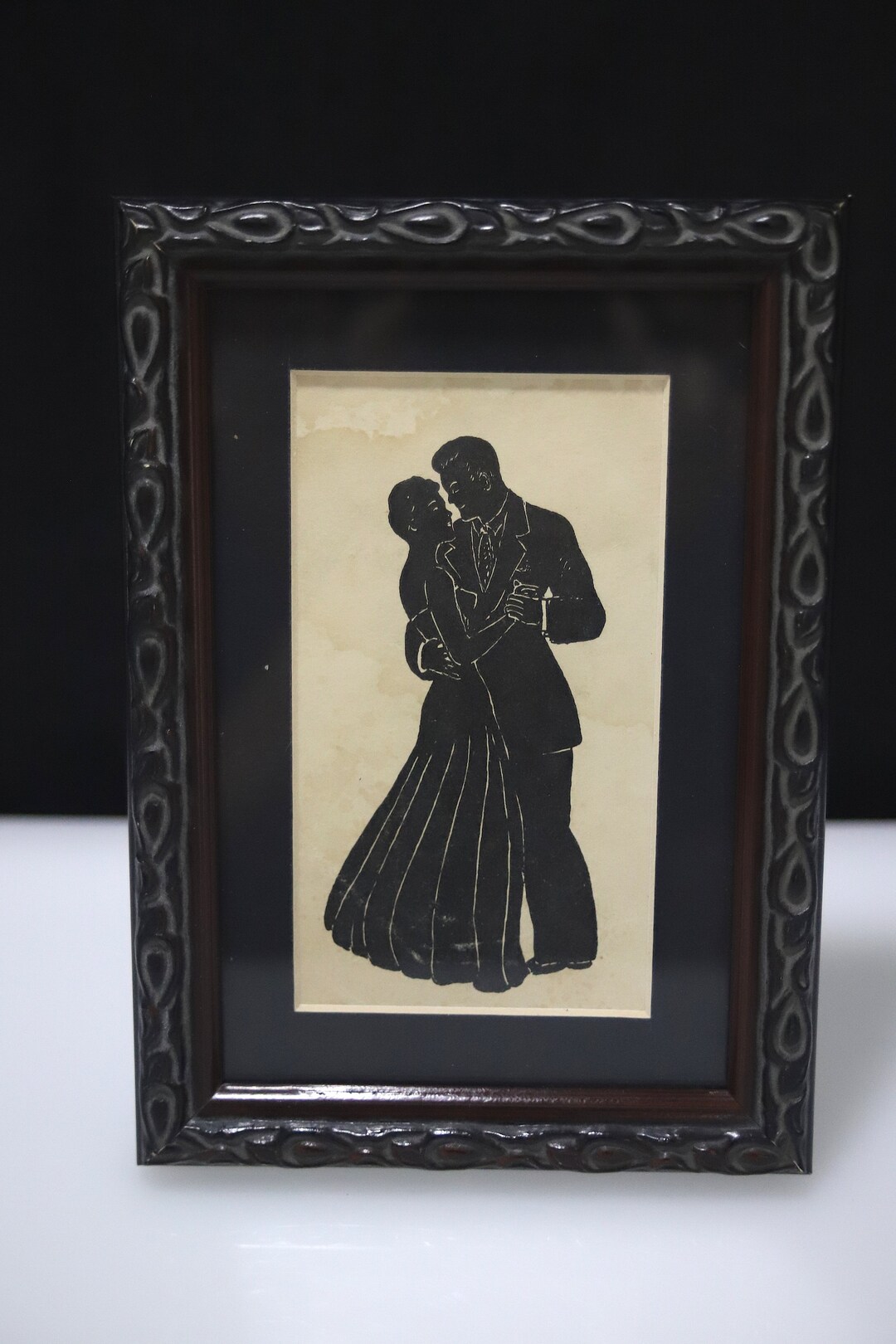 Vintage Silhouette Ink Drawing Framed and Matted, With Stand 5" X 7 ...