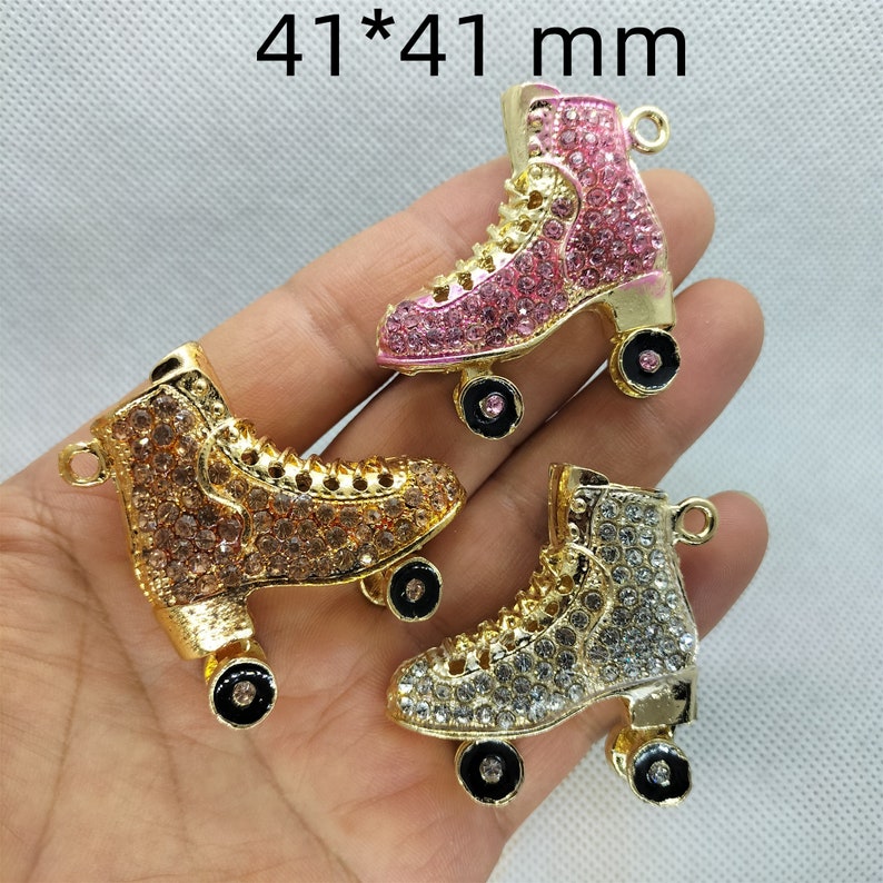 41*41mm Cartoon Crystal Roller Skates Shoe Charm Shoe Key Ring Charms ...