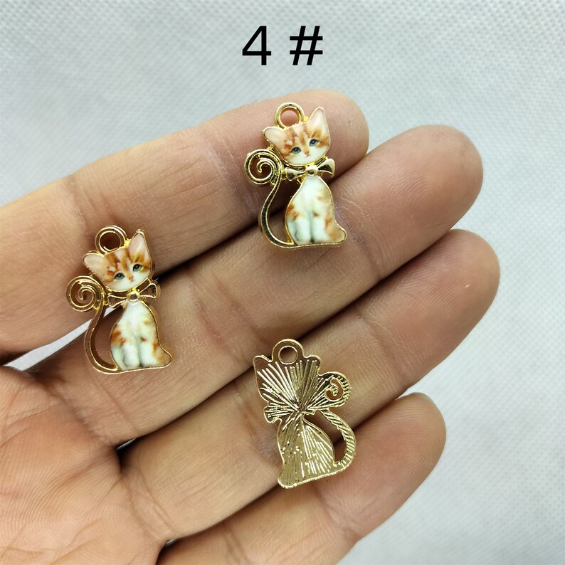 13*21mm 10 Style Animal Charm Printing Cartoon Cat Charms Pendant for ...