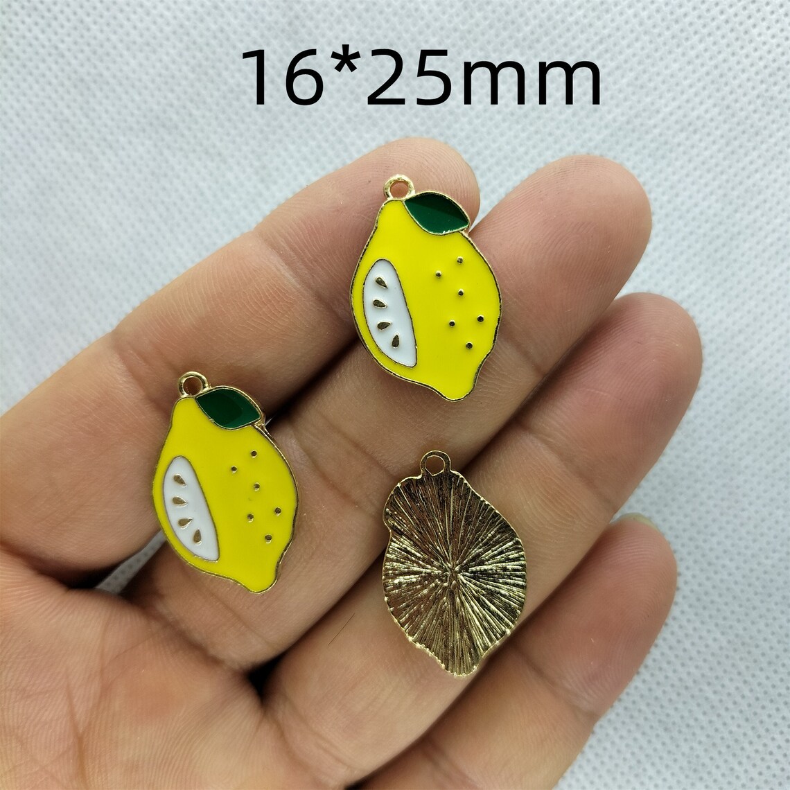 16*25mm Cartoon Fruit Enamel Charm Gold Lemon Charms Pendant for ...