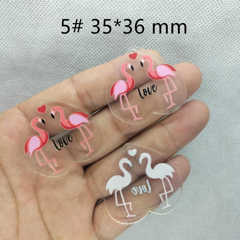 Cartoon Heart Series Charm Acrylic Heart Embossed Printed Charms ...