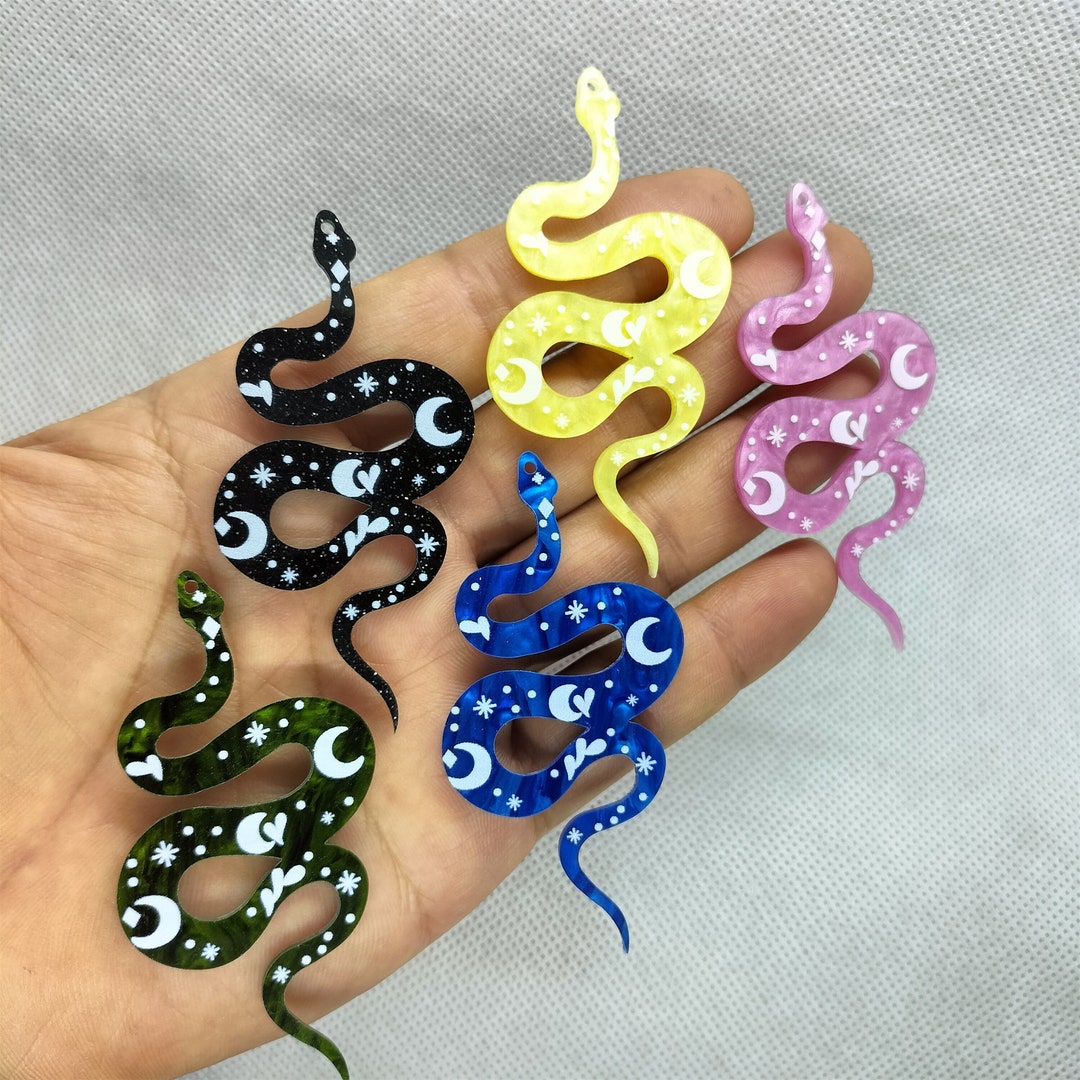 35*69mm Acrylic Snake Charm Cartoon Animal Charms Pendant for DIY ...
