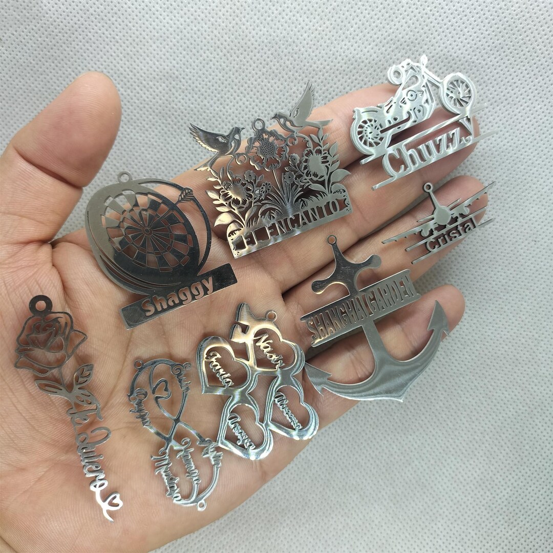 Stainless Steel Engraved Pendant Cartoon Animal Heart Flower Customized ...
