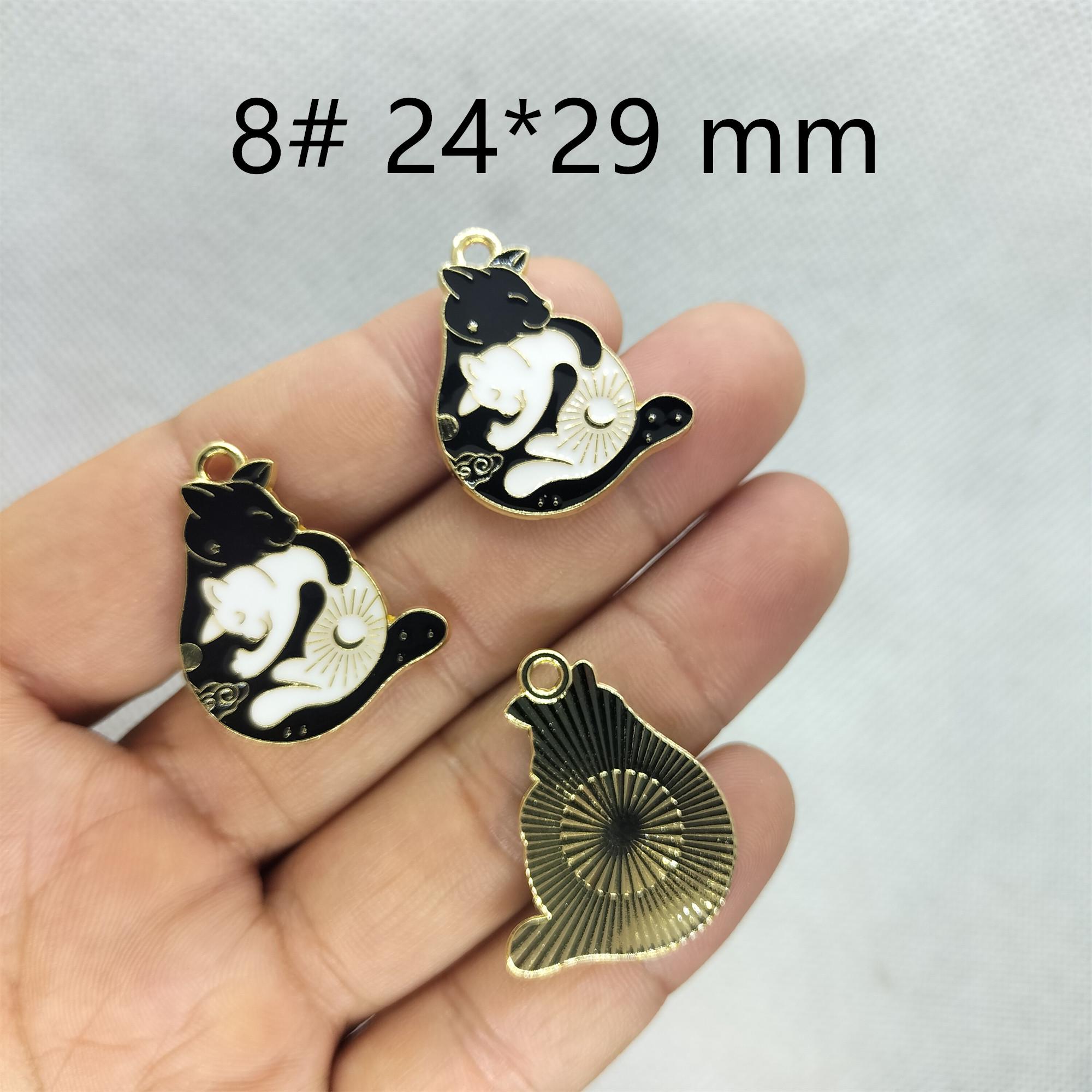10 Style Metal Enamel Animal Charm Cartoon Cat Pet Charms Pendant for ...