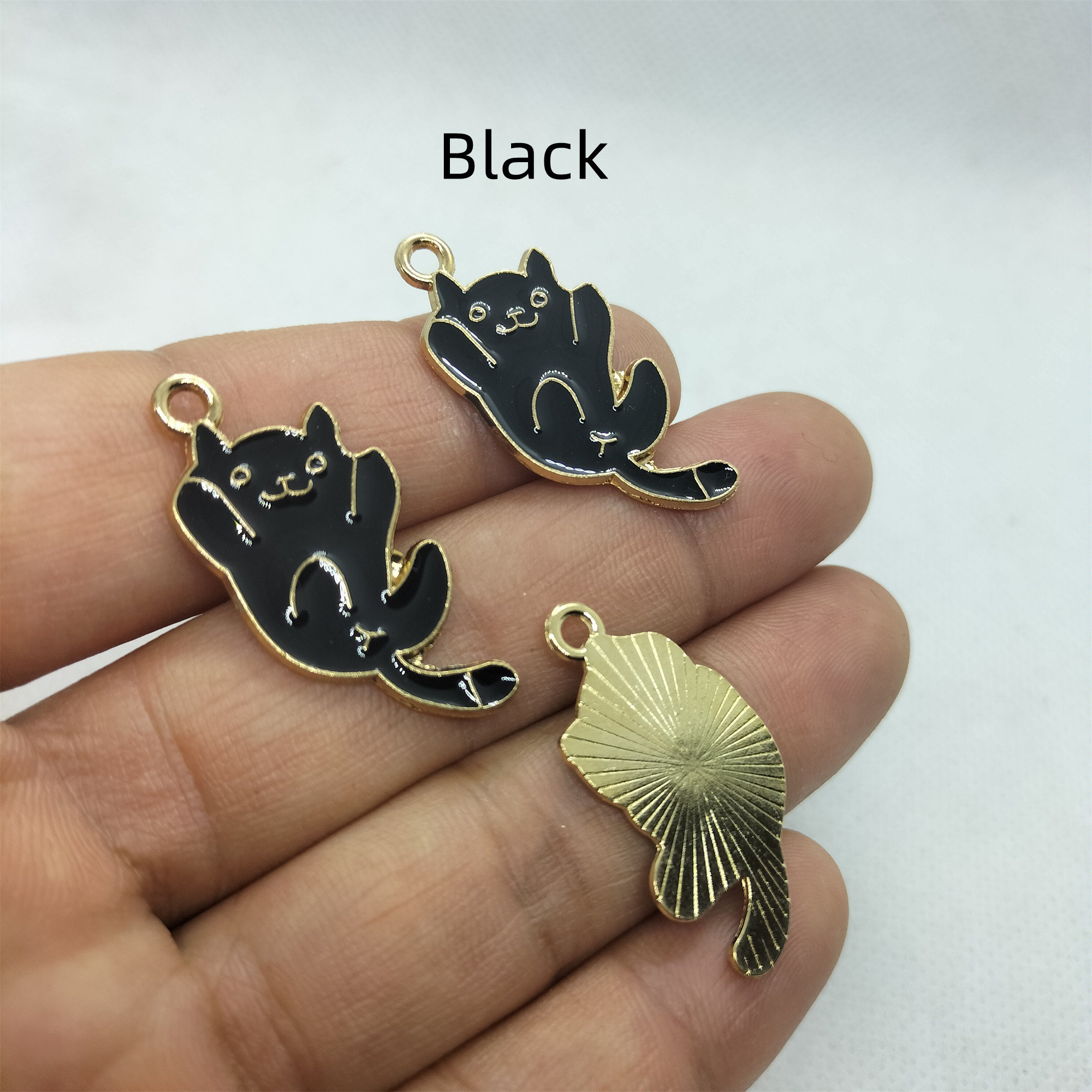 Gold Cat Charm Enamel Cartoon Animal Kitten Pet Charms Pendant for DIY ...