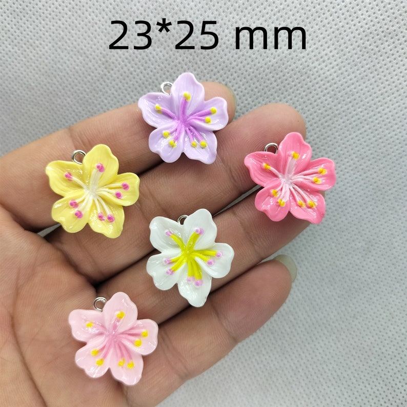 23*25mm Resin Flower Charm Cartoon Floral Charms Pendant for DIY ...