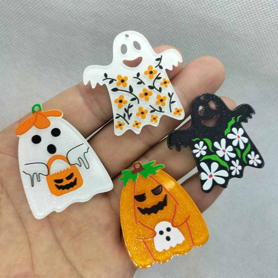 Halloween Skull Pumpkin Charm Ghost Charms Acrylic Flower Pendant for ...