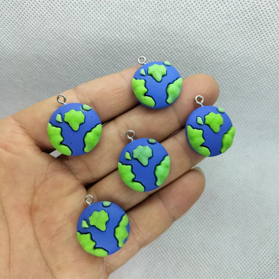 20*25mm Resin Earth Charm World Map Charms Globe Pendant DIY Earring ...