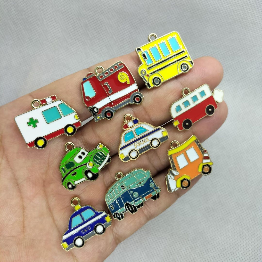 Cartoon Car Series Enamel Charm Police Cars Fire Trucks Ambulances ...