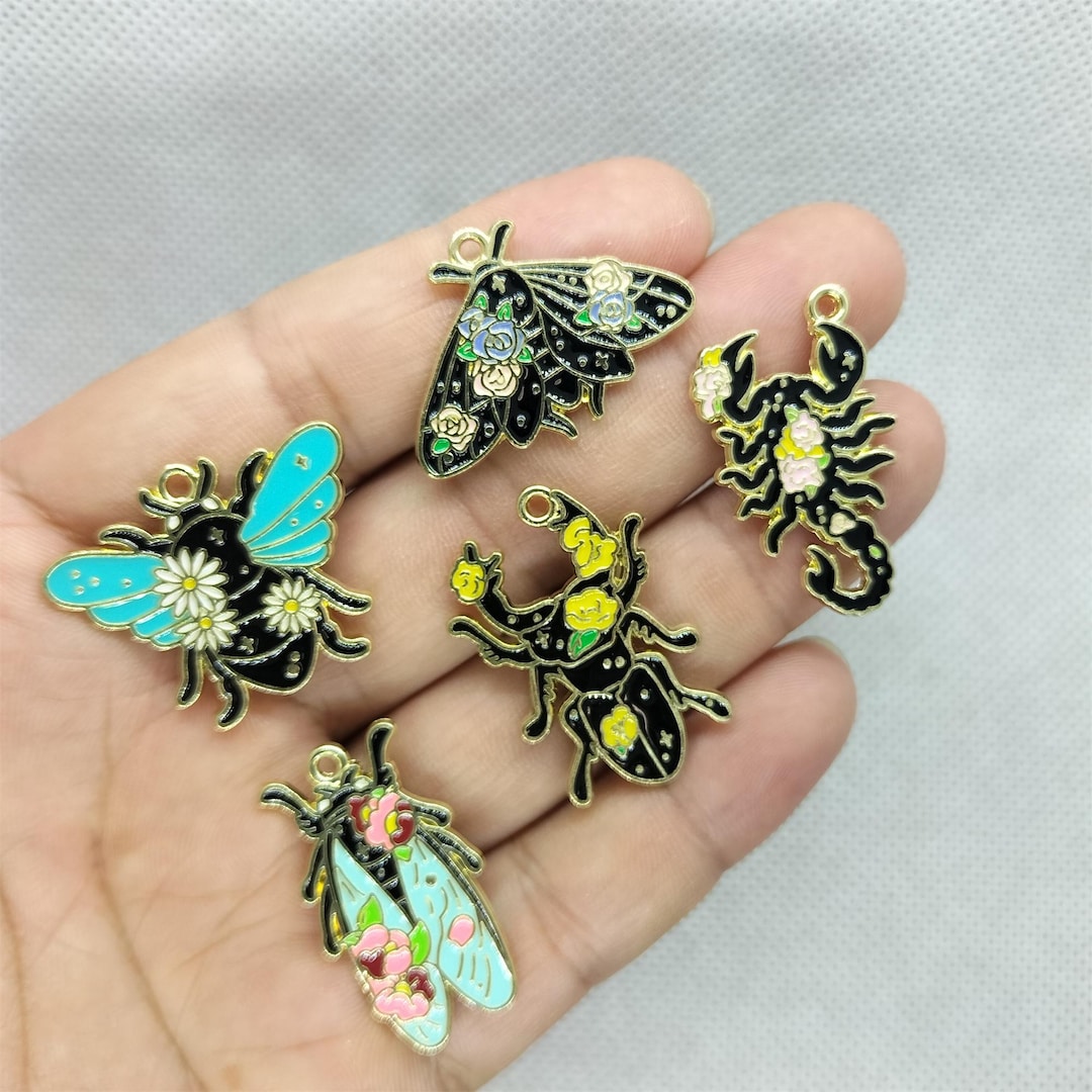 Gold Metal Enamel Bee Charm Cartoon Animal Insect Charms Pendant for ...
