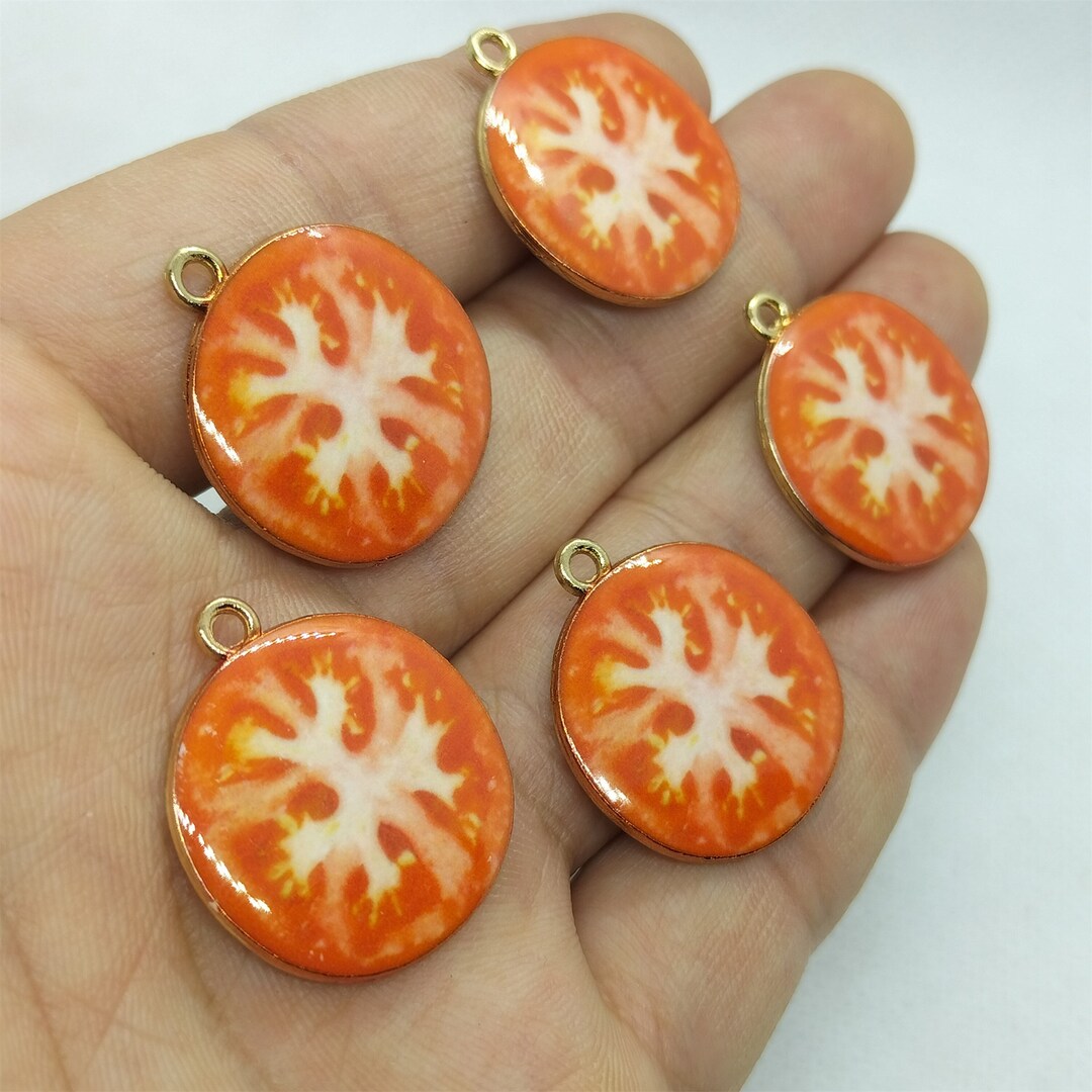23*26mm Gold Fruit Enamel Charm Tomato Charms Pendant for Bracelet DIY ...